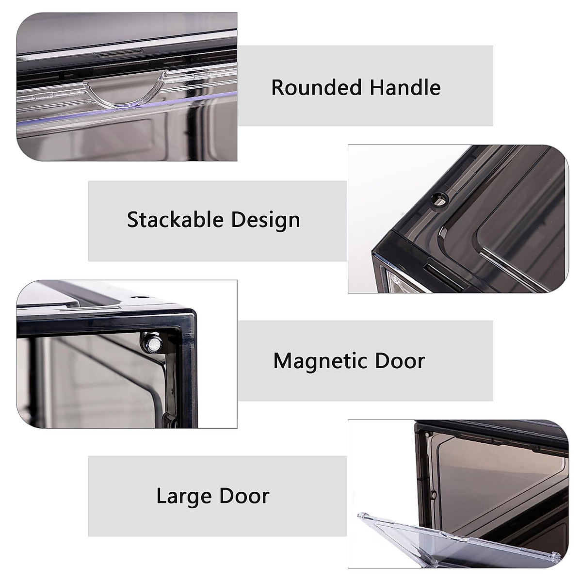 Attelite Upgraded Large Clear Shoe Storage Box Stackable, 8 Pack Thicken Plastic Shoe Containers, Drop Side Front Shoe Storage Organizer for Display Sneakers