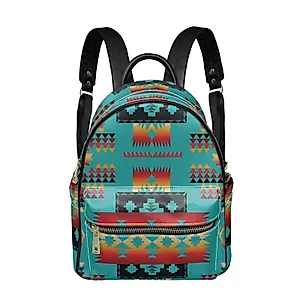 Wideasale Aztec Geometric Backpack Purse for Women Fashion Ethnic Style Mini Daypack Navtive American Inca Maya Navajo Tribal Travel College Shoulder Bags