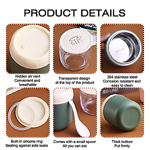 Yogurt Container, 2 In 1 Cereal Cup On The Go, Stainless Steel Insulated Food Jar With Spoon and storage bag, For Kids Adult Hot Cold Food Yogurt Salad Breakfast Milk Fruit, BPA Free 700ml Pink