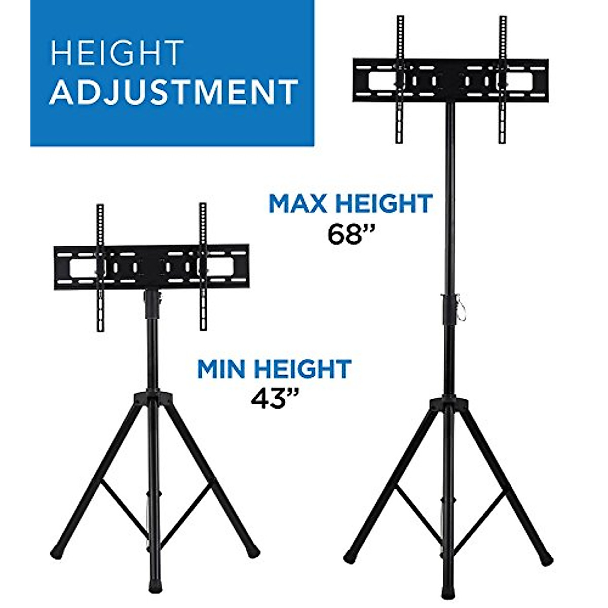 Mount-It! TV Tripod Stand - Portable TV Stands for Flat Screens - Indoor or Outdoor TV Pole Stand - Television Tripod Stand for 32-70 Inches Screen - Single Pole TV Stand with 77lbs Capacity