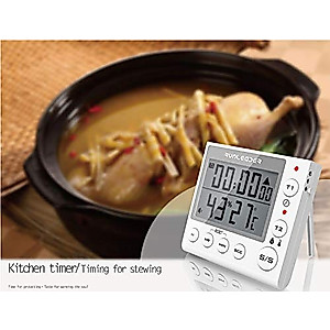 Jayron KT002A 2-Channel Kitchen Timer Magnetic Countdown Timer Clock Temperature and Humidity Meter Digital Minute/Second Timer Desk Clock for Elderly Kids（Blue）