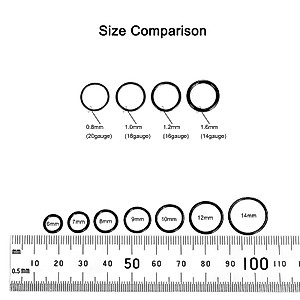 Aumeo 14G 16G 18G 20G Nose Ring Hoop Stainless Steel Hinged Segment Ring Hoop Nose Clicker Ring Tragus Helix Cartilage Daith Rook Earring Piercing Jewelry for Women Men(5pcs 20g 8mm mixed colors)