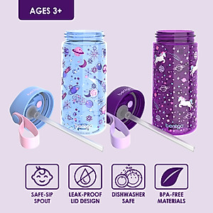 Bentgo® Kids Water Bottle (Unicorn & Lavender Galaxy - 2 Pack)
