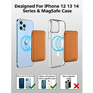 Magnetic Card Wallet Holder with MagSafe for iPhone 14 Pro Max/14 Plus/14 Pro/14, for iPhone 13 Pro Max/13 Pro/13/13 Mini, for iPhone 12/12 Pro/12 Max/12 Mini,GoldenBrown