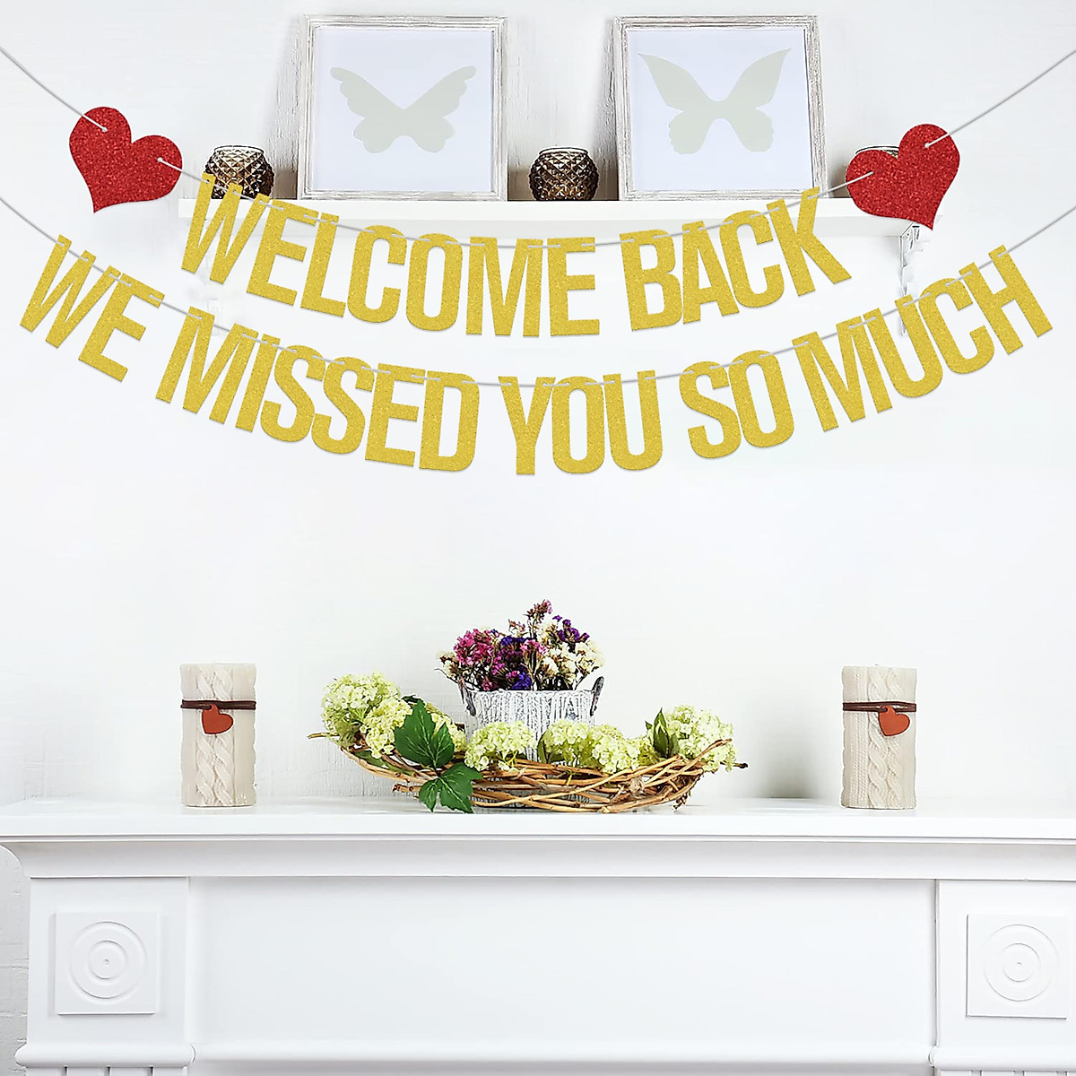 Welcome Back We Missed You So Much Banner, Welcome Back Family Party Decor, Welcome Home We Will Miss You Banner Decorations, Missed You So Much Banner Party Supplies Gold Red