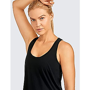 CRZ YOGA Women's Racerback Workout Tank Tops Loose Fit - Soft Pima Cotton Athletic Yoga Shirts Lightweight Black Small