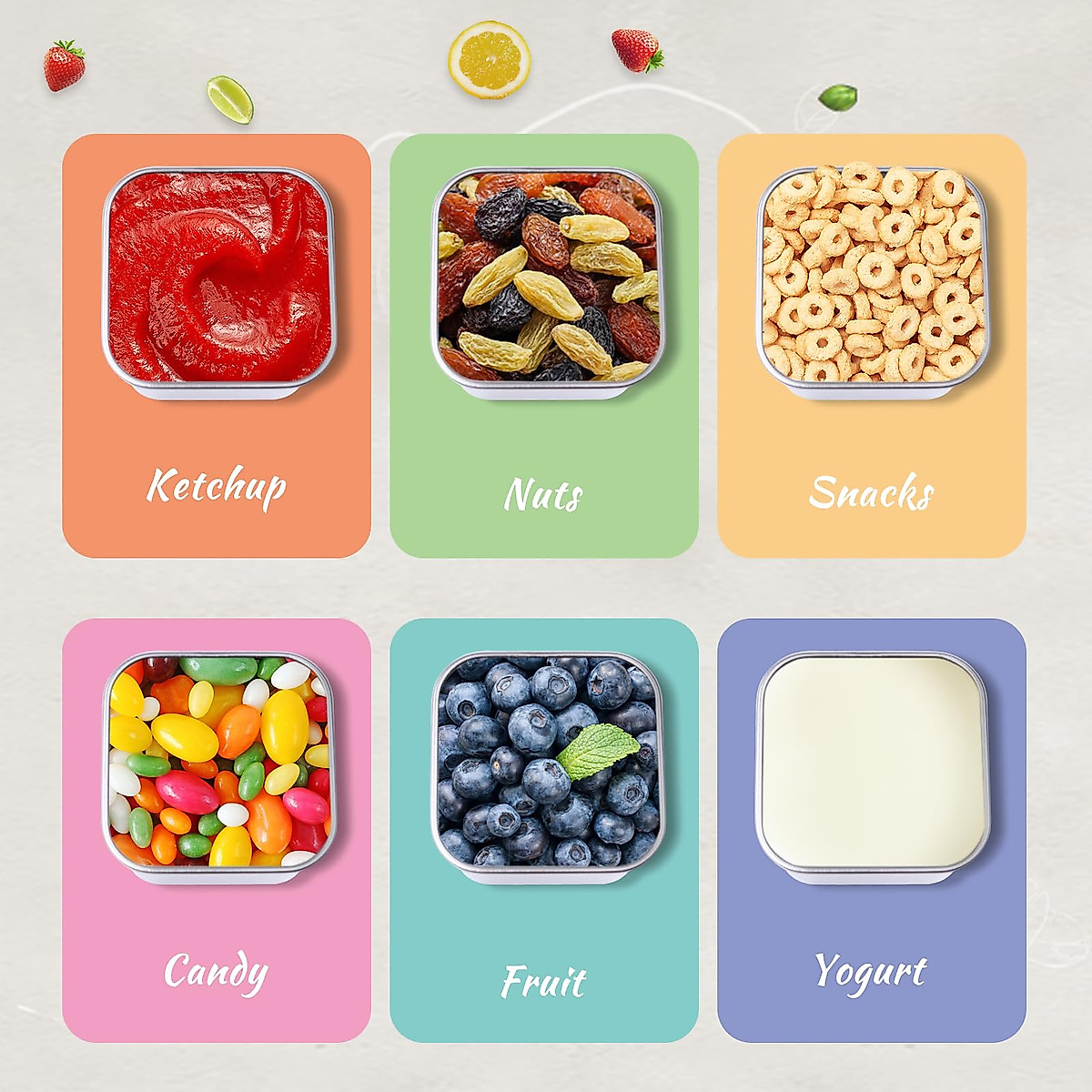 ZHAO Stainless Steel Snack Containers with Silicone Lids Small Metal Food Storage Containers Lunch Snack Condiment Sauce Storage Set for Travel, Picnic, Office (4)