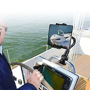 Cuxwill Tablet Holder Spin Bike Mount for 4-13" iPad Phone, 360° Gooseneck Stand for Treadmill Stationary Exercise Bicycle, Indoor Cycling Clamp for iPad Pro Air Mini, Galaxy Z Fold, Fire HD, iPhone