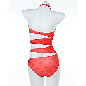 Miraculous Women's Ladybug Beach High Neck One Piece Swimsuit Bathing Suit (as1, Alpha, l, Regular, Regular, Red)
