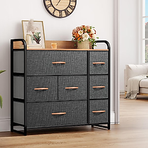 YITAHOME Dresser with 7 Drawers - Fabric Storage Tower, Organizer Unit for Bedroom, Living Room, Hallway, Closets - Sturdy Steel Frame, Wooden Top & Easy Pull Fabric Bins