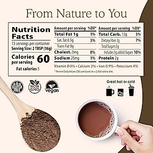 Real Mushrooms Organic Hot Chocolate Mix with 5 Defenders Turkey Tail, Chaga, Maitake, Shiitake, Reishi Mushroom - Cacao Powder Vegan Supplement, Gluten-Free, 15 Servings
