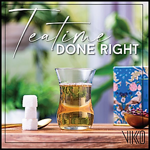 Vikko Teacups, Turkish Tea Glasses, Set of 12 Authentic Turkish Tea Cups, 4 Ounce Tea Glass