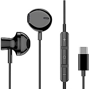 Urban Extreme USB Type C Earphones Stereo in-Ear Earbuds with Microphone and Volume Control Compatible with OnePlus 8 5G UW (Verizon) - Black (US Version with Warranty)