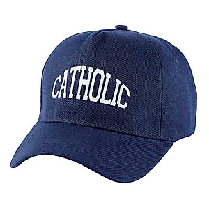 Needzo Catholic Baseball Cap, Adjustable Trucker Hat, One Size Fits Most Navy