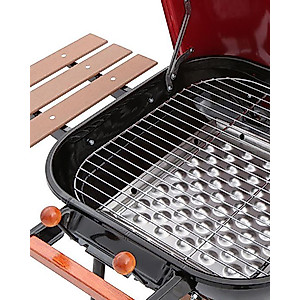 Americana Swinger Charcoal Grill with One Side Table, Red