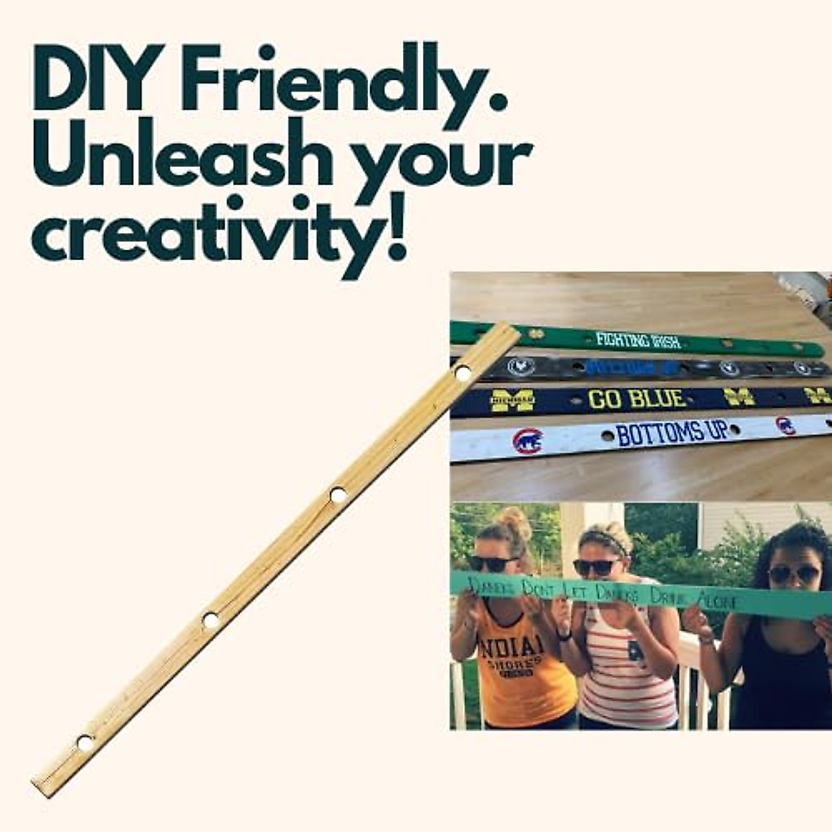 Generic Wood Shot Ski Drinking Board for Party Wedding Big Event (4 Persons, No Shot Glass)