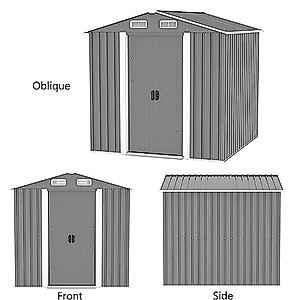 6x6 Ft Outdoor Storage Shed Garden Shen,Outdoor Shed Metal Shed with Lockable Doors,Large Garden Shed Bike Storage,Perfect to Store Tools,Bike,Lawn Mower