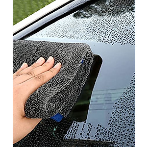 KinHwa Microfiber Car Drying Towel 16 x 24inch 2 Pack Absorbent Car Wash Cleaning Cloth Soft Cleaning Wipes for Car Detailing Lint-Free and Scratch-Free Ideal for auto Trucks Boats SUV Dark-Gray