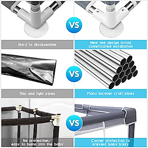 BAIYI Baby Playpen, Baby Playpen for Toddle, Playpen for Babies with Gate Indoor & Outdoor Kids Activity Center with Anti-Slip Base, Sturdy Safety Playpen with Soft Breathable Mesh, Play Yard