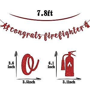 Red Glitter Congrats Firefighter Banner, So Proud of You/Class of 2023/Congrats Grad, 2023 Graduation Party Decorations