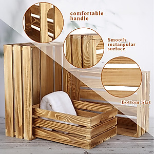 Soaoo 3 Pieces Decorative Wood Crates Nesting Crates Storage Container, Rustic Wooden Crates Storage Display Decor for Wedding Party(Wood Color)