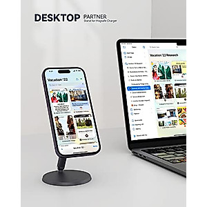 LULULOOK Magnetic Phone Stand for iPhone 12/13/14, Aluminum Design, Rotation Adjustable Desk Phone Holder Dock for iPhone 13 12/13 12 Mini/13/14 12 Pro/13/14 12 Pro Max, Mag-Safe Case Gray