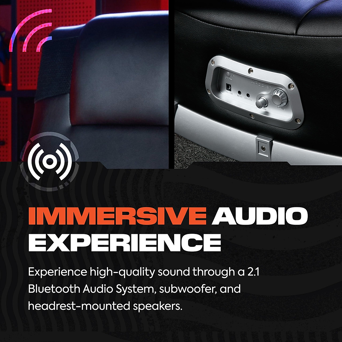 X Rocker SE II Leather Lounging Video Gaming Floor Chair, with Wireless Audio Transmission, 2 Speakers, Subwoofer, Armrest, Foldable, 5143601, 22.64" x 33" x 35", Amazon Exclusive, Black