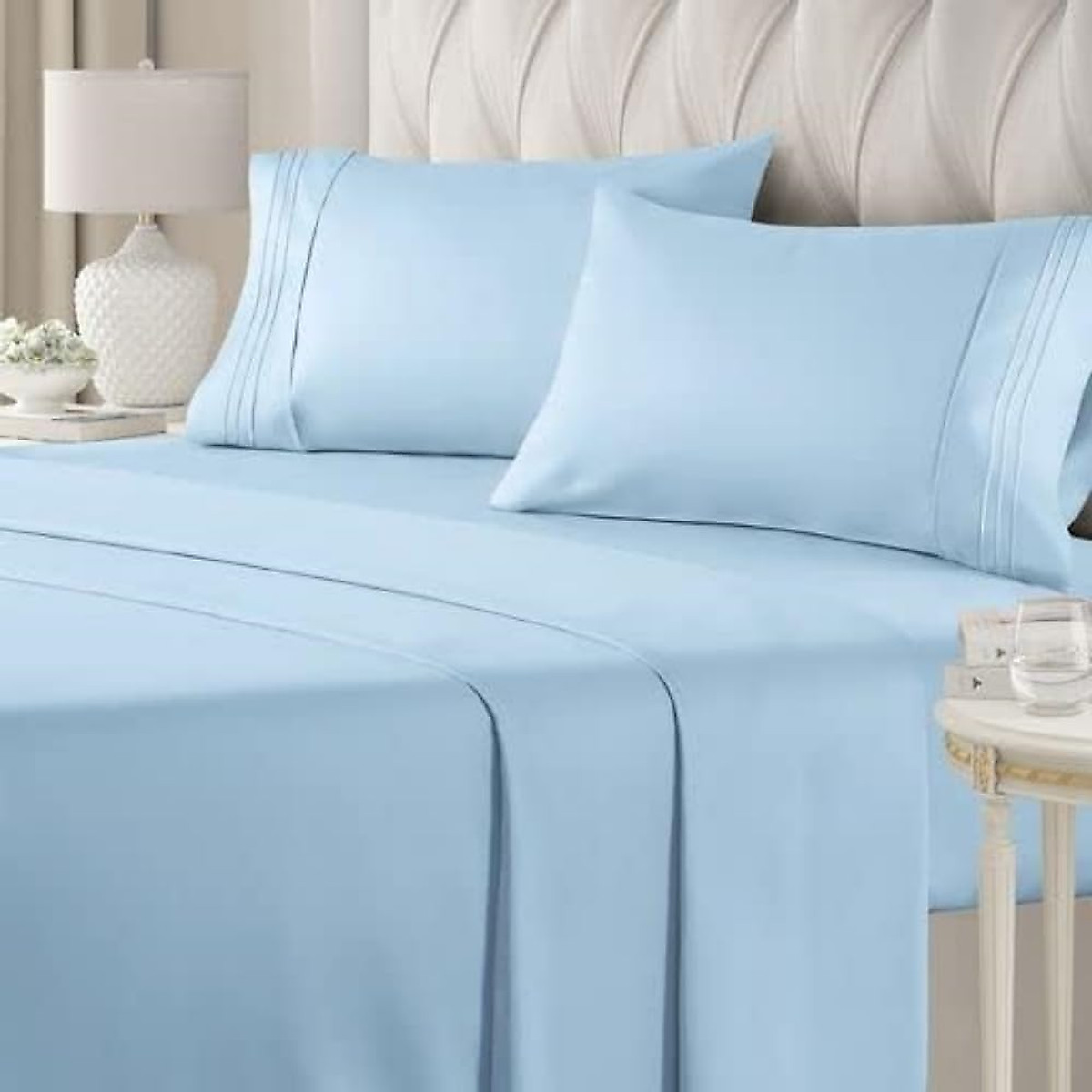 Luxurious Sateen Cotton Full Size Sheet Set: 100% Cotton Sheets,Soft, and Hotel Quality Bedding
