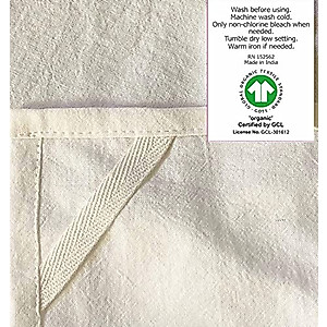 10 Pack Flour Sack Dish Towels, Certified Organic Cotton, Flour Sack Towels, Highly Absorbent, Tea Towels for Embroidery, Kitchen Dish Towels,28x28 Inches (Ivory) Flour Sack Towels