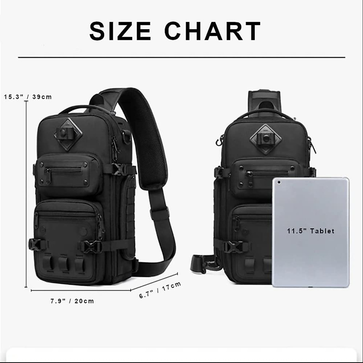 P&D Tactical Shoulder Sling Bag For Men Backpack 14L Large Capacity Chest Tactical Outdoor Crossbody Travel Pack Waterproof Sports Bag For Man Male