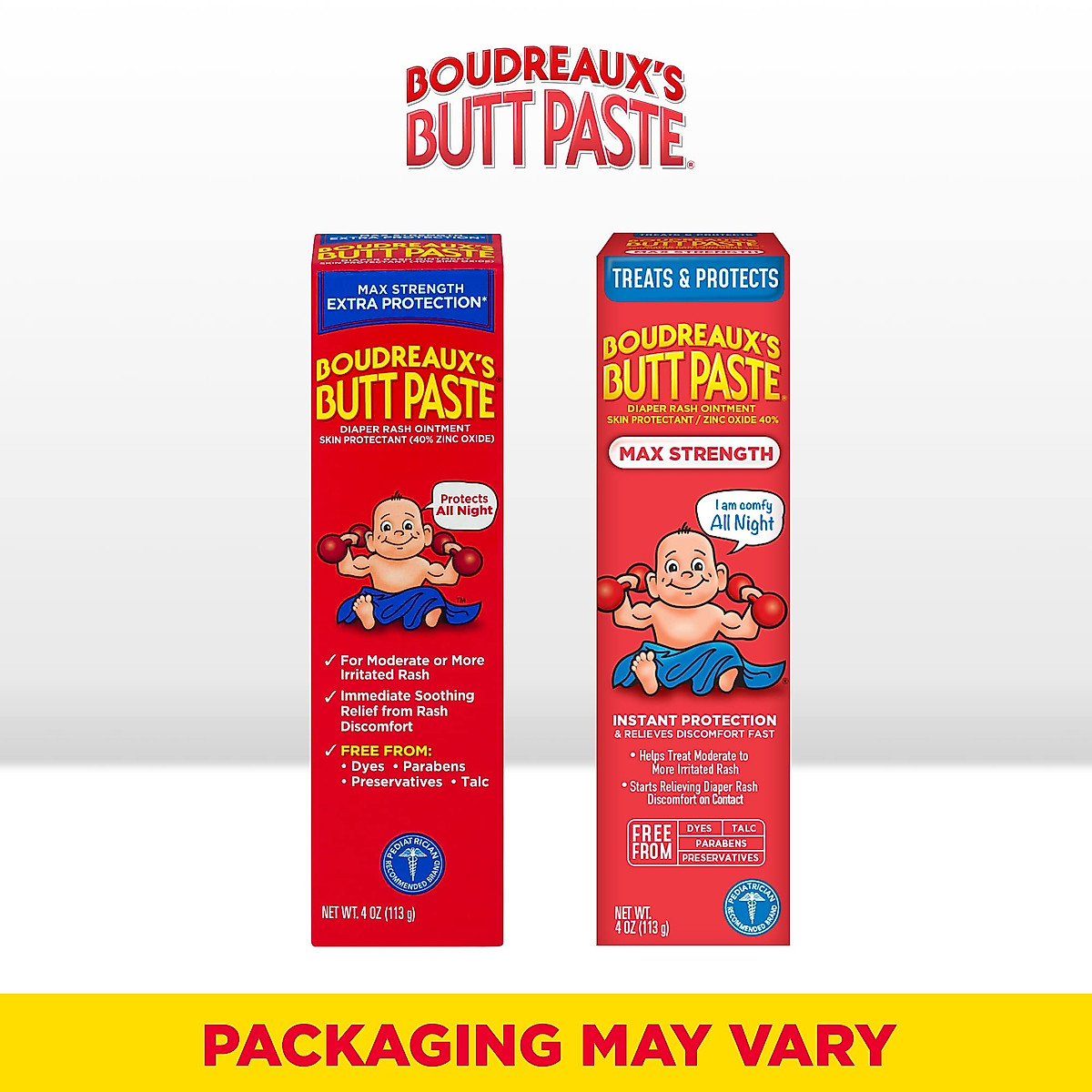 Boudreaux's Butt Paste Maximum Strength Diaper Rash Ointment, 4 Ounce , (Pack of 3)