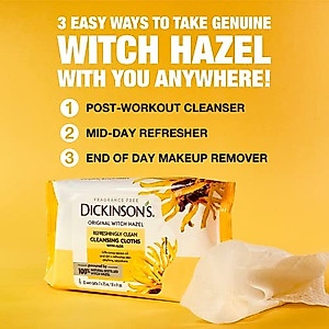 Dickinson's Original Refreshingly Clean Daily Cleansing Cloths, Witch Hazel and Aloe, 25 Count