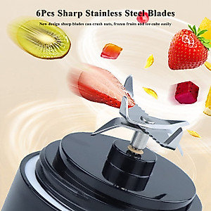 Portable Blender, MOCOPO 20 Oz Mini Personal Size Blender for Shakes and Smoothies with 6 Blades, Rechargable Blender, 4000mAh Electric Blender for Kitchen, Home, Travel, Outdoor(Black)