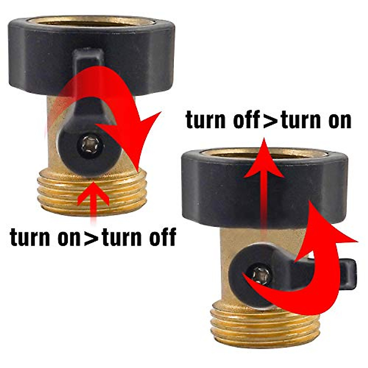 Hourleey Garden Hose Shut Off Valve, 2 Pack Heavy Duty 3/4 Inch Solid Garden Hose Shut Off Valve with 10 Extra Rubber Washers (Black)