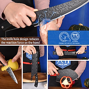 XYJ Professional Chef Knife Set with Bag Japanese Kitchen Knives Serbian Meat Cleaver for Camping Outdoor