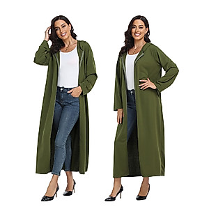 Women's Zip Up Robes Hooded Long Housecoat Sweatshirt Full Length Bathrobe Long Sleeve Loungewear with Pockets, Army XXL