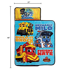 Mighty Express Trains Toddler Nap Mat Set – Includes Pillow and Fleece Blanket – Great for Boys Napping During Daycare or Preschool - Fits Toddlers