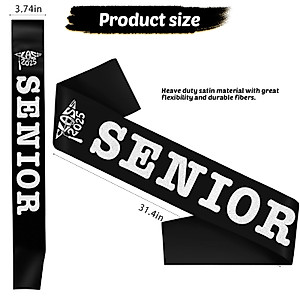 SKJIAYEE 18 Pack Class of 2025 Senior Sashes, Black Satin Finally Graduated Sash with Silver Printing Letters Cheerleader Senior Sash for Class of 2025 Graduation Party Celebrations Supplies