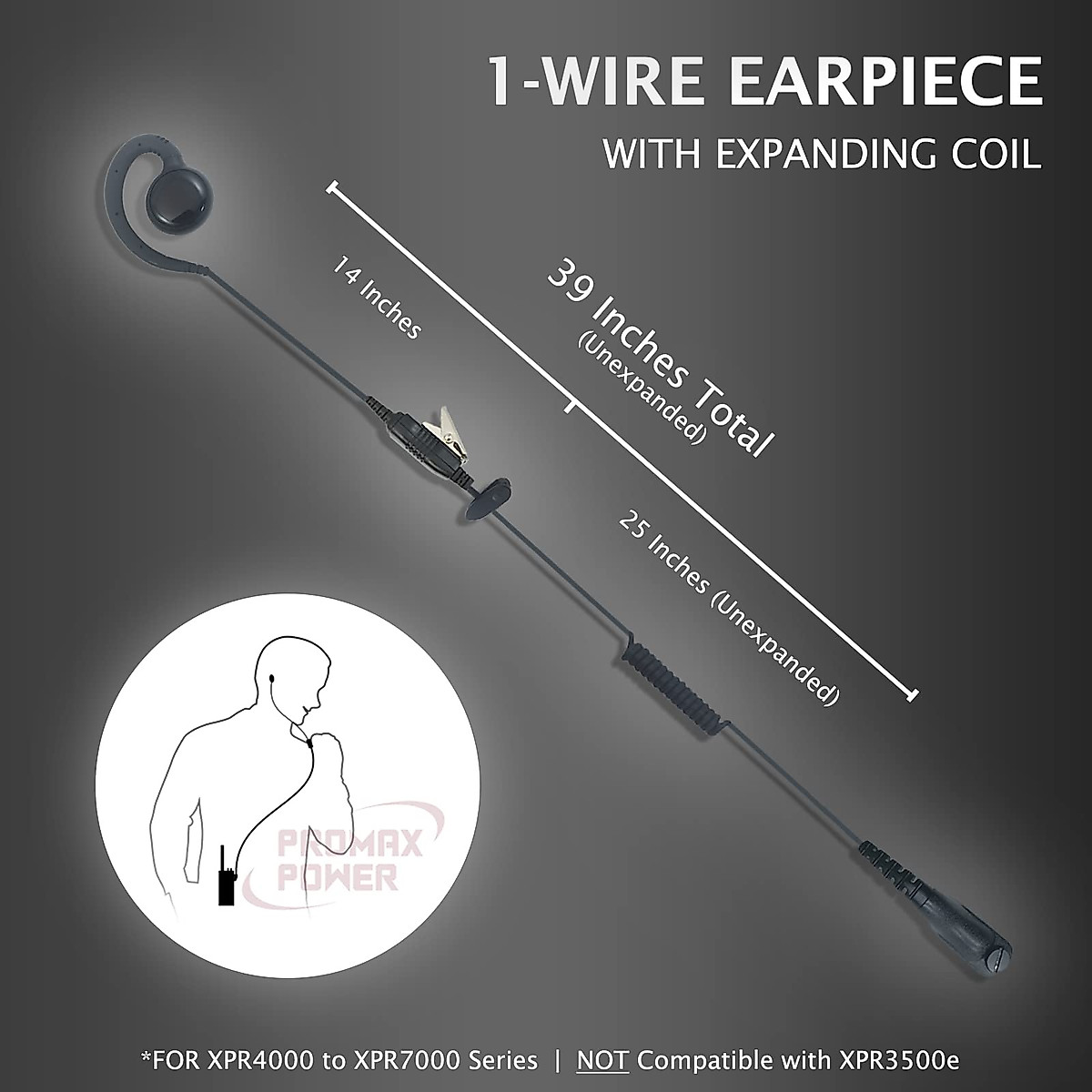 [2-Pack] ProMaxPower C-Shape Swivel Ear Hanger Earpiece for Motorola Two-Way Radios XPR6550 XPR7550e XPR7580e XiR-P8200 DP3401 MTP850