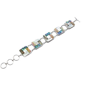 Swimmi Natural Abalone Shell Two Tones Mother of Pearl 925 Sterling Silver Bracelet Handmade Women Jewelry SF026