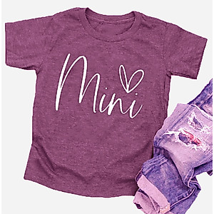 Mama and Mini Shirts Mommy and Me Matching Cute T-Shirts Mama Mini Matching Tee Mother and Daughter Gifts Tshirt (M, Fuchsia-Mama T-Shirt)