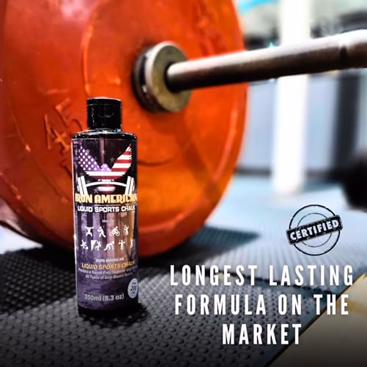 IRON AMERICAN Liquid Chalk - No-Mess Long-Lasting Grip Chalk for Weightlifting, Gymnastics, Rock Climbing, and Fitness Training - 50ml Travel Bottle - Advanced Hand Chalk for Gym