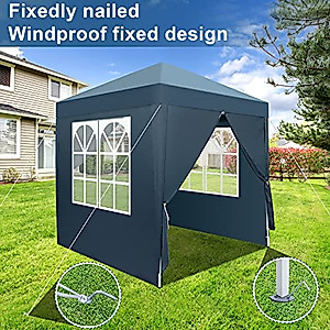 Outvita 6.5x6.5ft Pop Up Canopy Tent, Outdoor Instant Shelter Folding Canopy with 4 Side Walls and Carry Bag for Commercial Events, Party, Backyard BBQ, Camping Blue