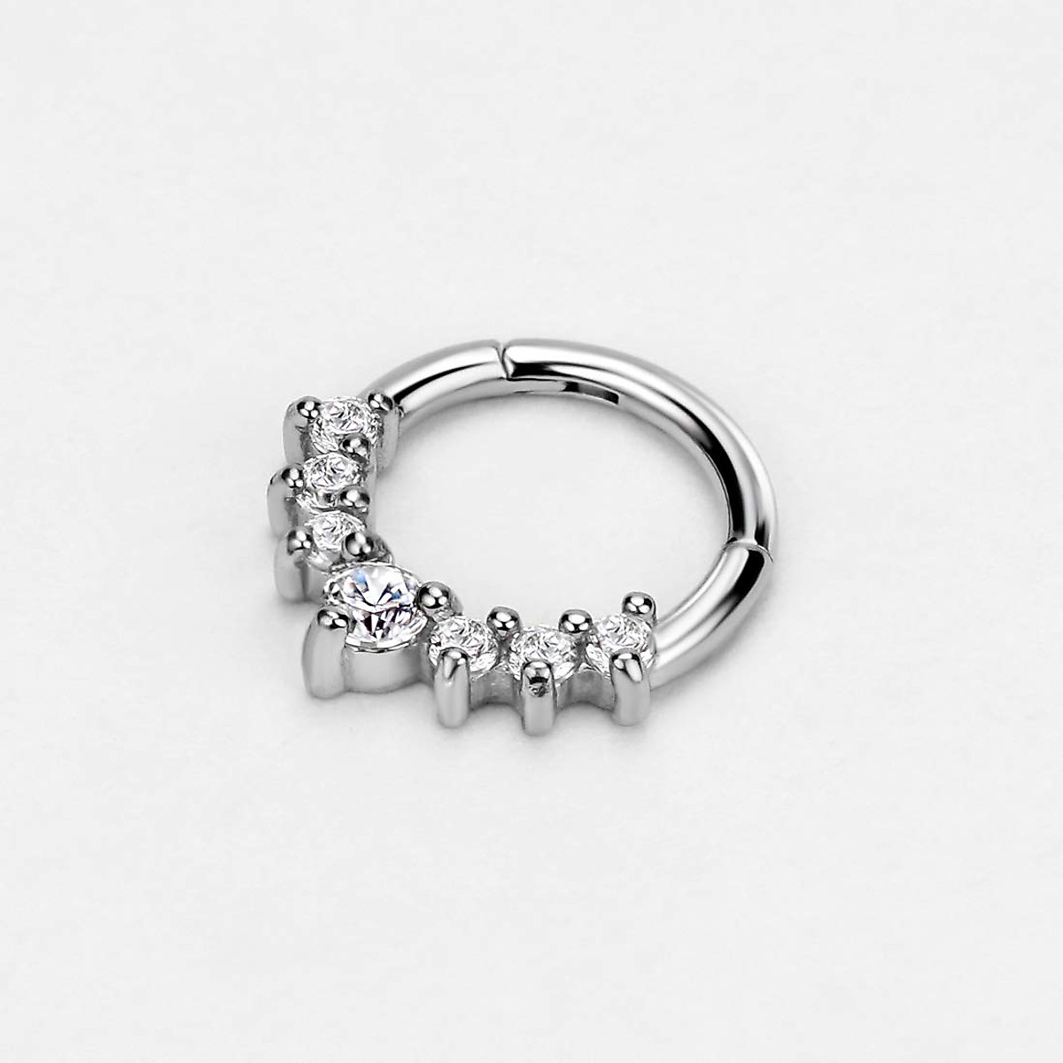 FANSING 16g 8mm Septum Ring for Women 316L Surgical Steel Septum Clicker Hypoallergenic Septum Jewelry 16 Gauge Cubic Zirconia CZ Teardrop Piercing Clicker