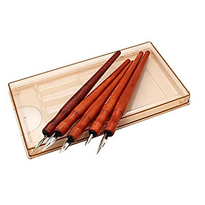 Hillento Comic Dip Pen Set, 5 Wooden Pen Handler Artist Cartoon Pen Set Calligraphy Dip Pens with 5 Nibs - Great for Manga/Comic/Calligraphy/Word Art/Pen-and-Ink Drawing