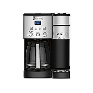 Cuisinart Single Serve + 12 Cup Coffee Maker, Offers 3-Sizes: 6-Ounces, 8-Ounces and 10-Ounces, Stainless Steel, SS-15P1