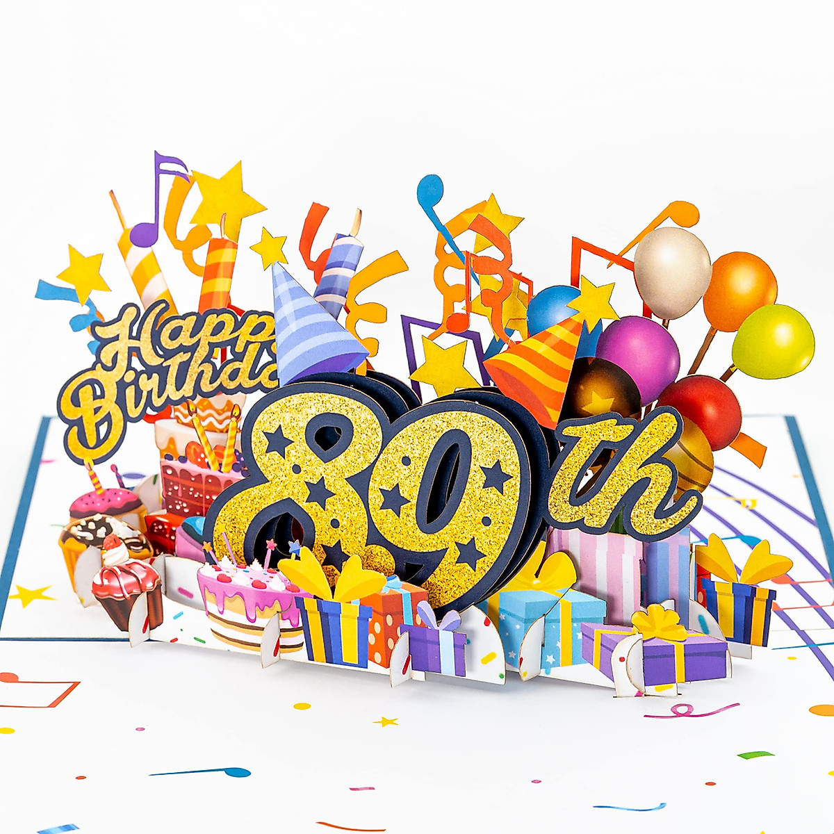 iGifts And Cards Happy 89th Blue Birthday 3D Pop Up Greeting Card – Awesome 89 Birthday Card For Woman, Man, Happy Eighty Nine Birthday Gift For Mom, Dad, Wife, Husband Present, 5" X 7"
