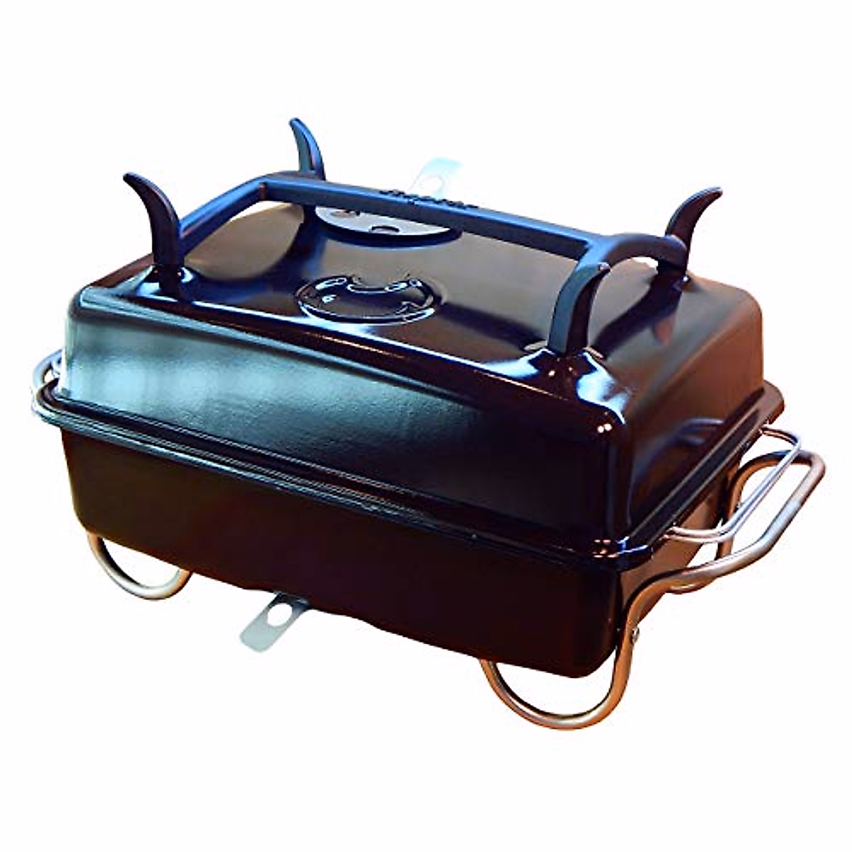 Raptor Grilling - Optimized Portable Charcoal Grill Smoker - Barbecue for Camping, Tailgating & Travel – Go Anywhere With This Tabletop Outdoor BBQ Cooker and Char-Grill, Broil, Smoke or Hibachi-BLACK