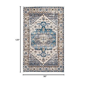 DECOMALL FINEEN 8x10 Area Rugs, Boho Rug for Bedroom, Vintage Distressed Medallion Carpet for Living Room, Beige Blue Multi, 8'x10'