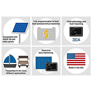 Blue Sky Energy SC30 30A PWM Solar Charge Controller with Display, Fully programmable for Lead-Acid or Lithium Batteries